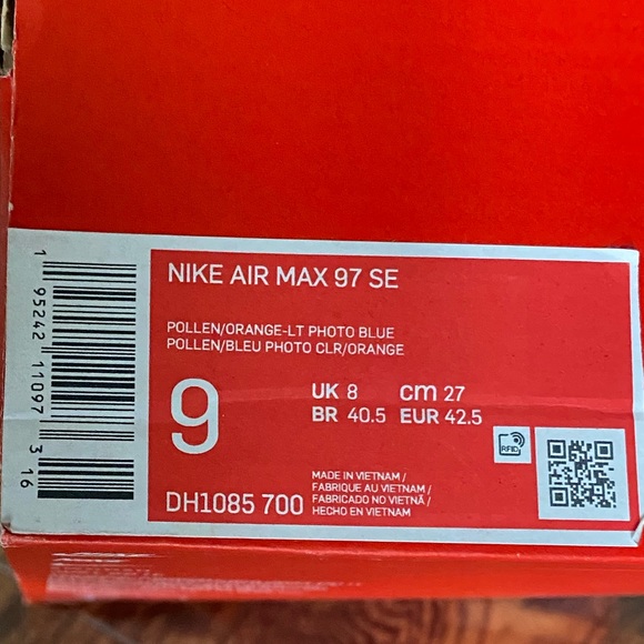 Nike | Shoes | Mens Nike Air Max 97 Se Amrc Pollenorangeblue Dh85 700 ...